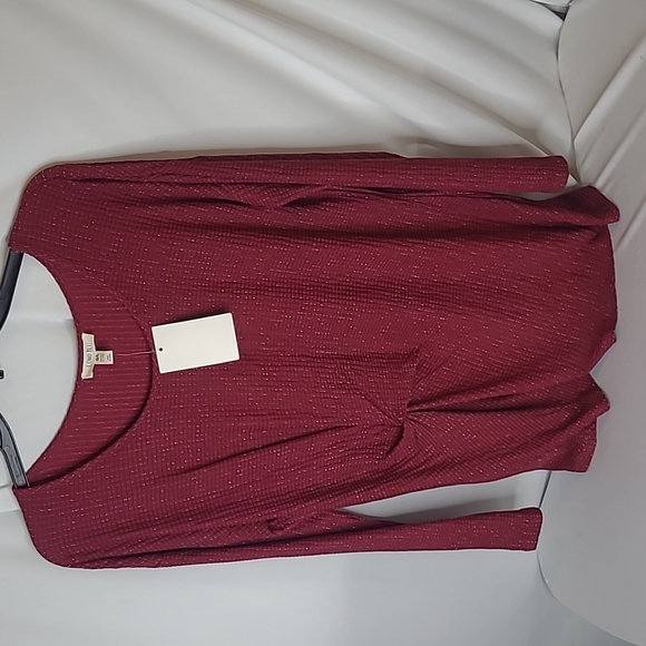 Como Blu | Tops | Como Blu Burgundy Long Sleeve Top | Poshmark